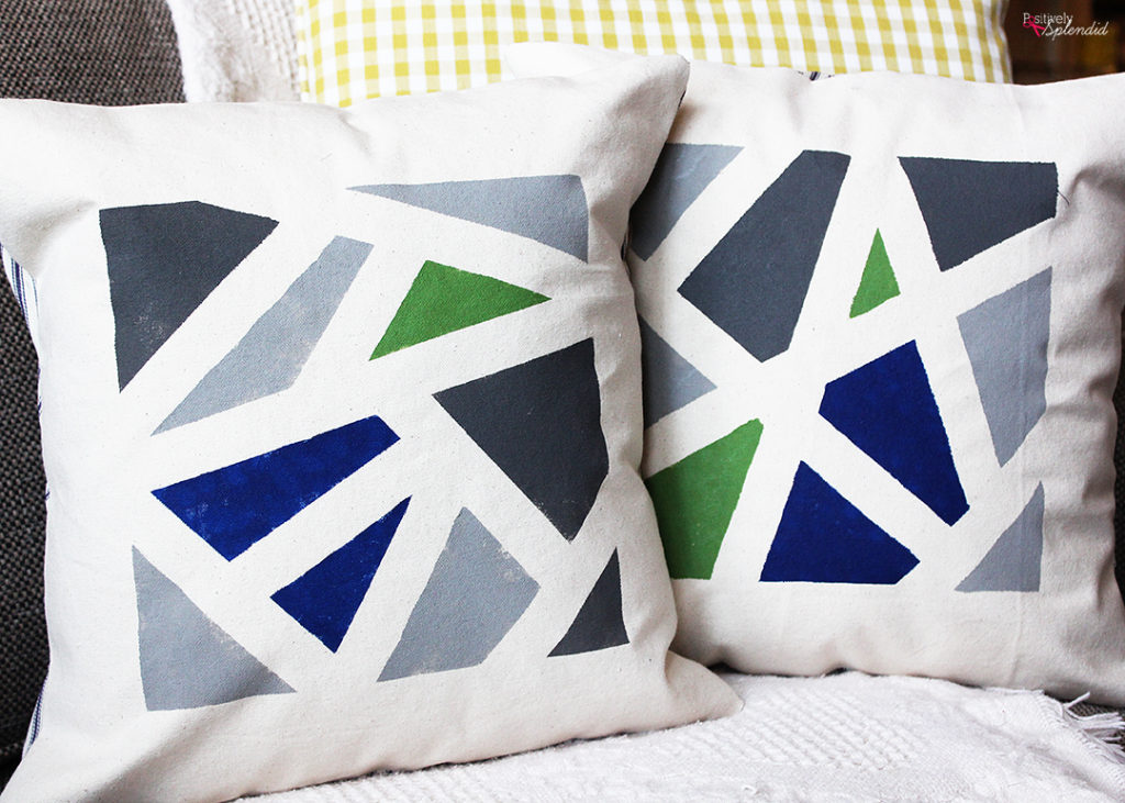 Geometric Painted Pillow Tutorial + Amazing Plaid Giveaway ...