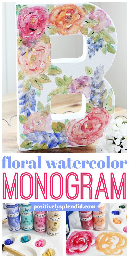 DIY Monogram Watercolor Canvas - Positively Splendid {Crafts, Sewing ...